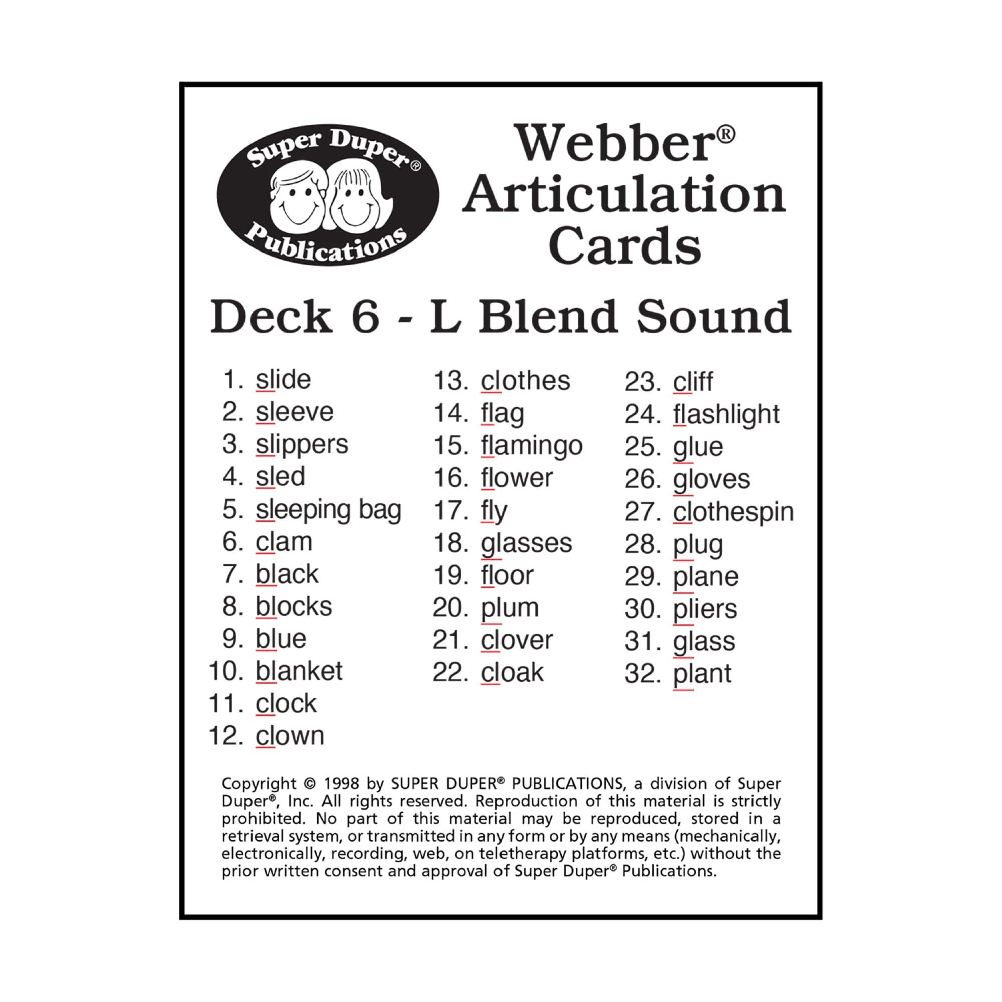 Super Duper Publications | Articulation L Blends Fun Deck | Vocabulary and Language Development Flash Cards | Educational Learning Materials for Children