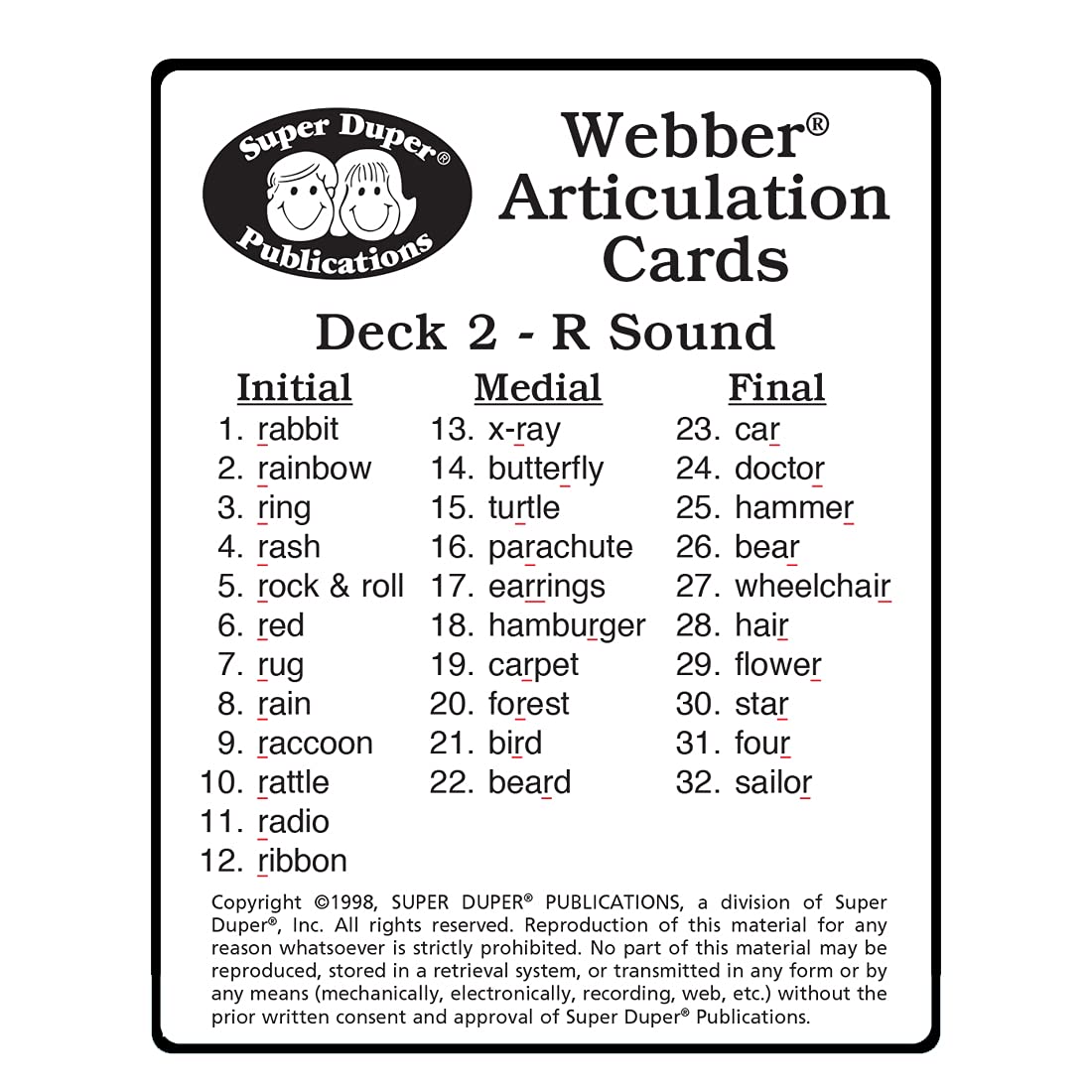 Super Duper Publications | Articulation R Sound Fun Deck | Vocabulary and Language Development Flash Cards | Educational Learning Materials for Children