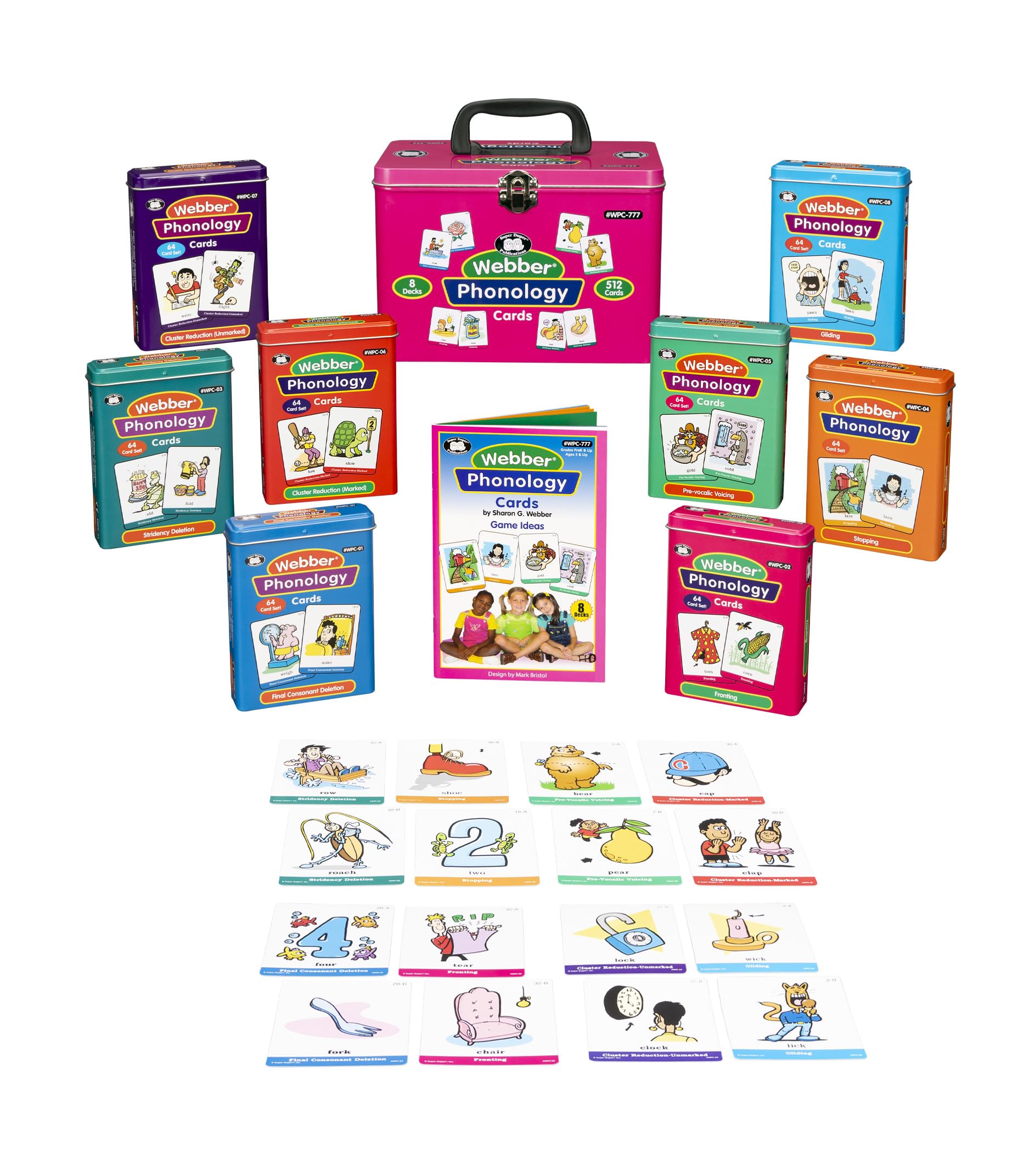Super Duper Publications | Webber® Illustrated Phonology Eight Fun Decks Bundle | Communication and Language Processing Skills Flash Cards | Educational Learning Resource for Children