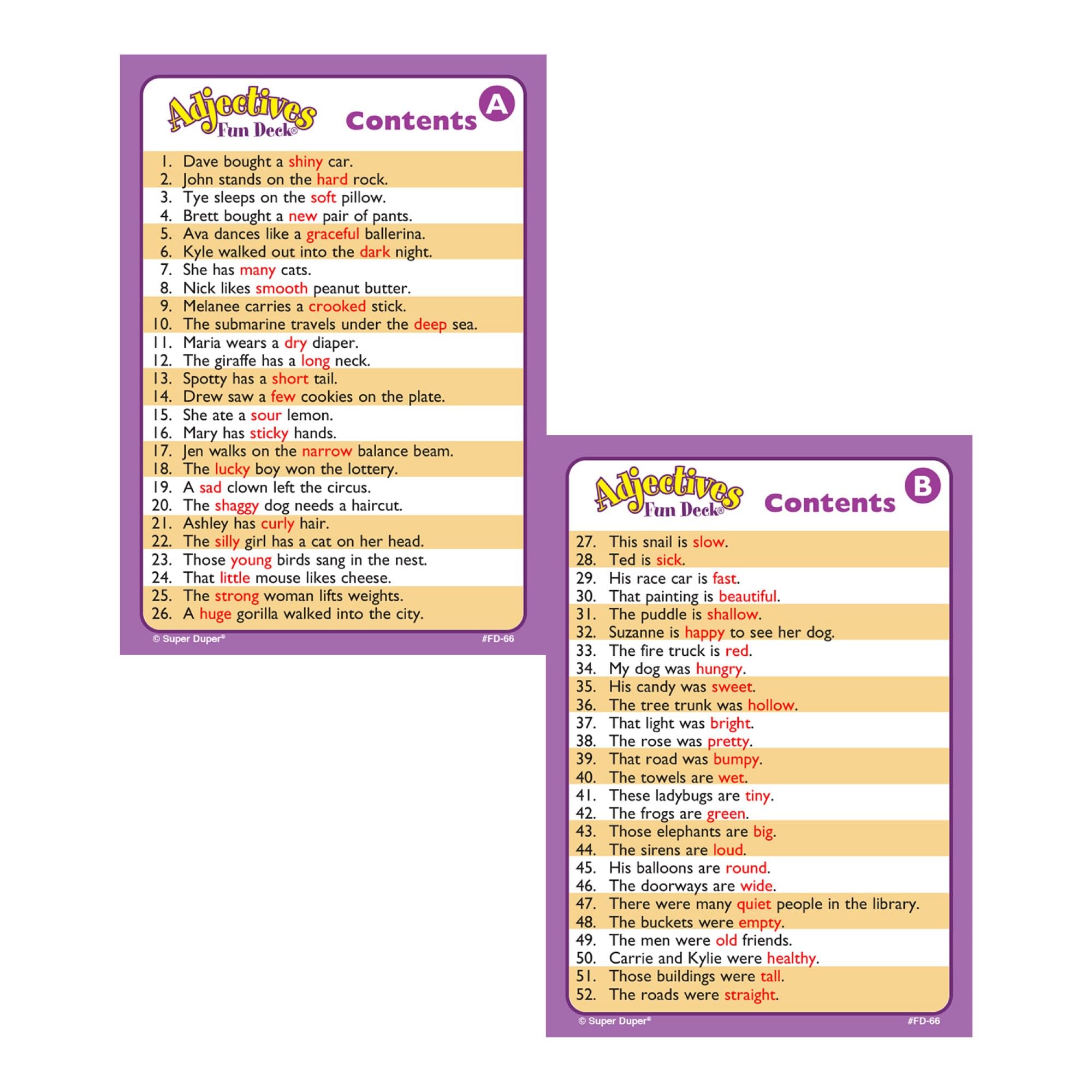 Adjectives Fun Deck Cards - Super Duper Educational Learning Toy for Kids