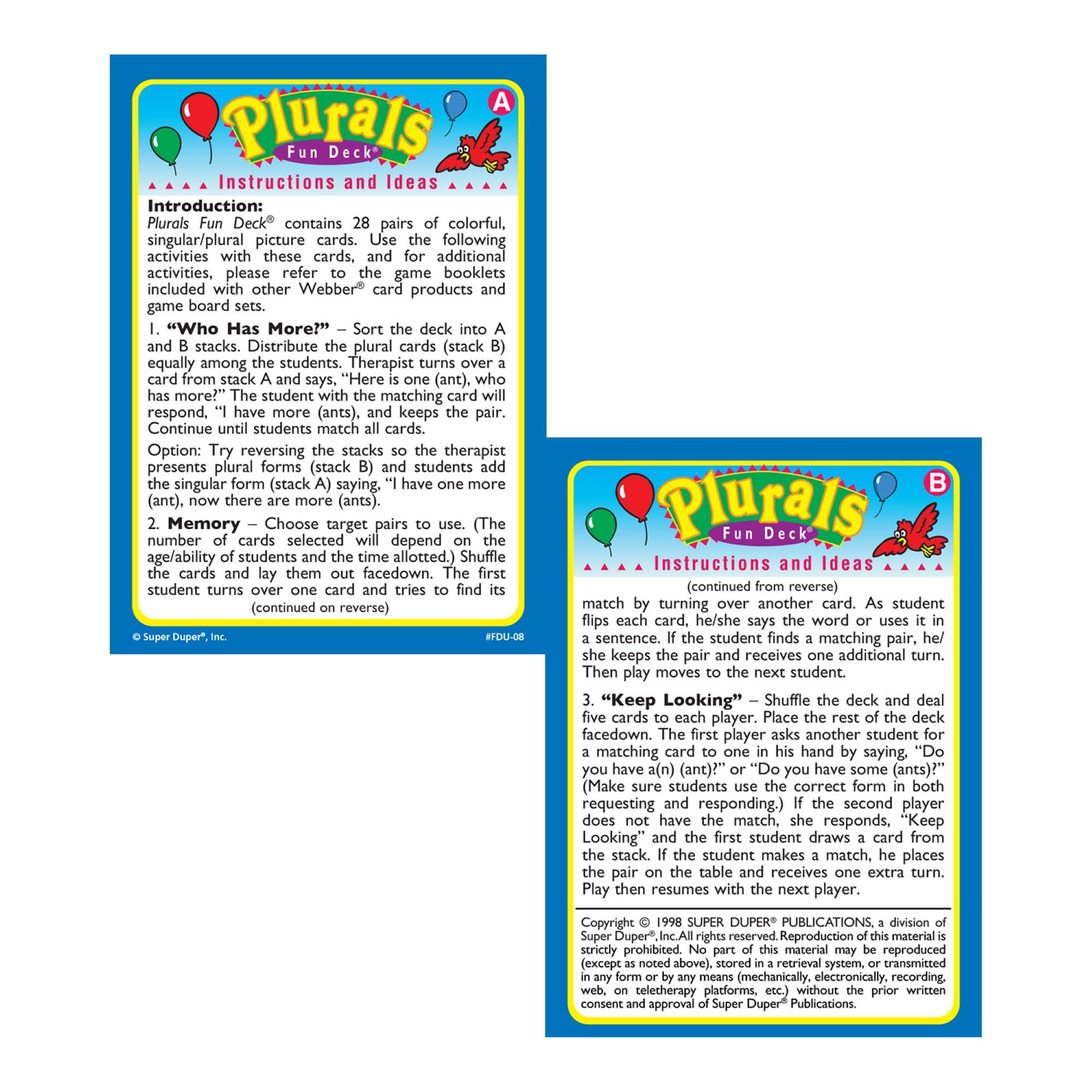 Super Duper Publications | Plurals & Irregular Plurals Fun Deck Flash Cards Bundle | Educational Learning Resource for Children