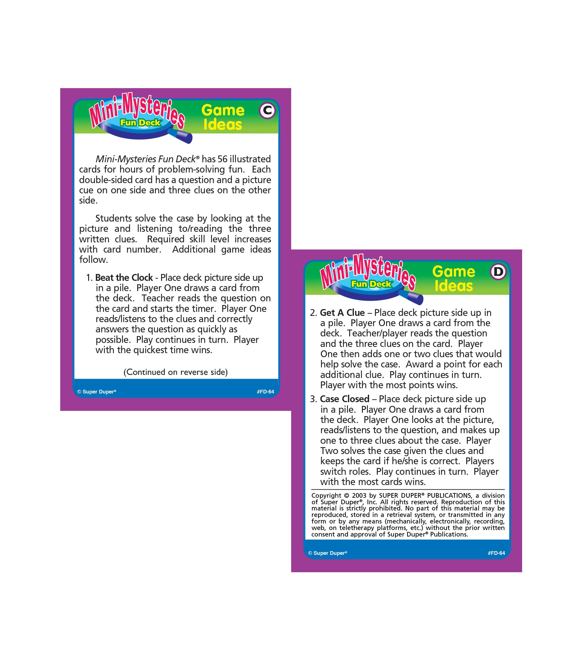 Super Duper Publications | Mini-Mysteries Fun Deck Flash Cards | Educational Learning Resource for Children