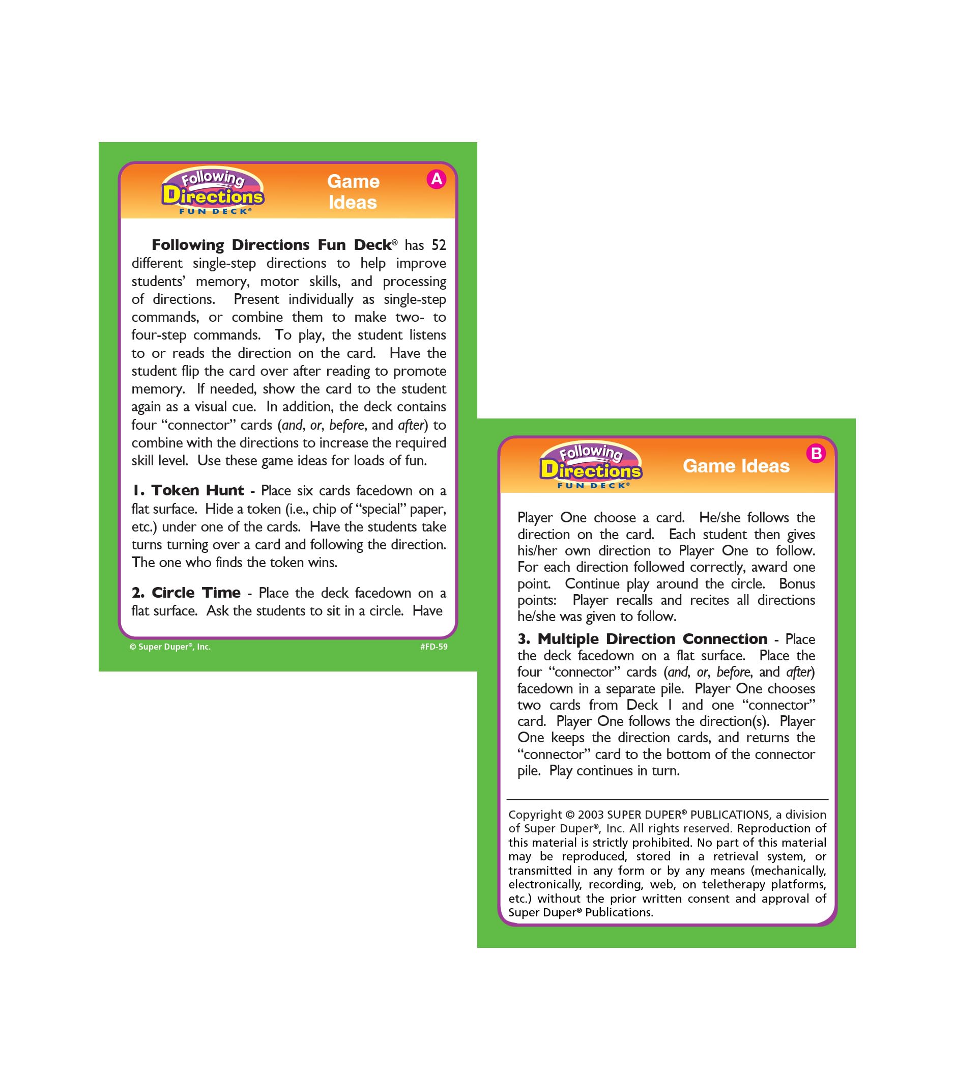 Super Duper Publications | Following Directions Fun Deck Flash Cards | Educational Learning Resource for Children