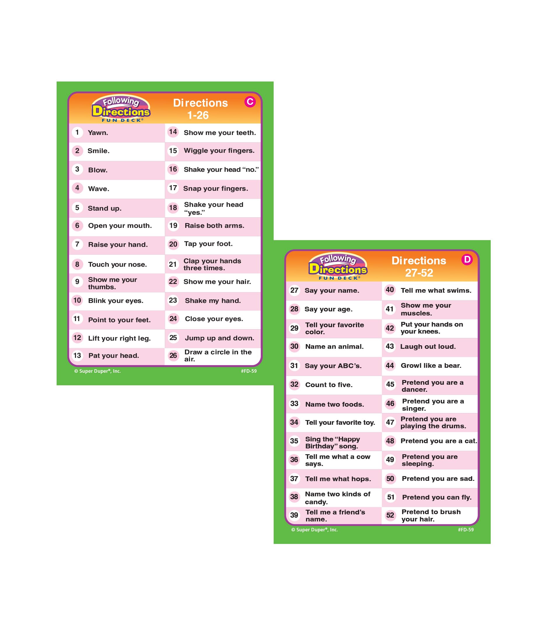 Super Duper Publications | Following Directions Fun Deck Flash Cards | Educational Learning Resource for Children