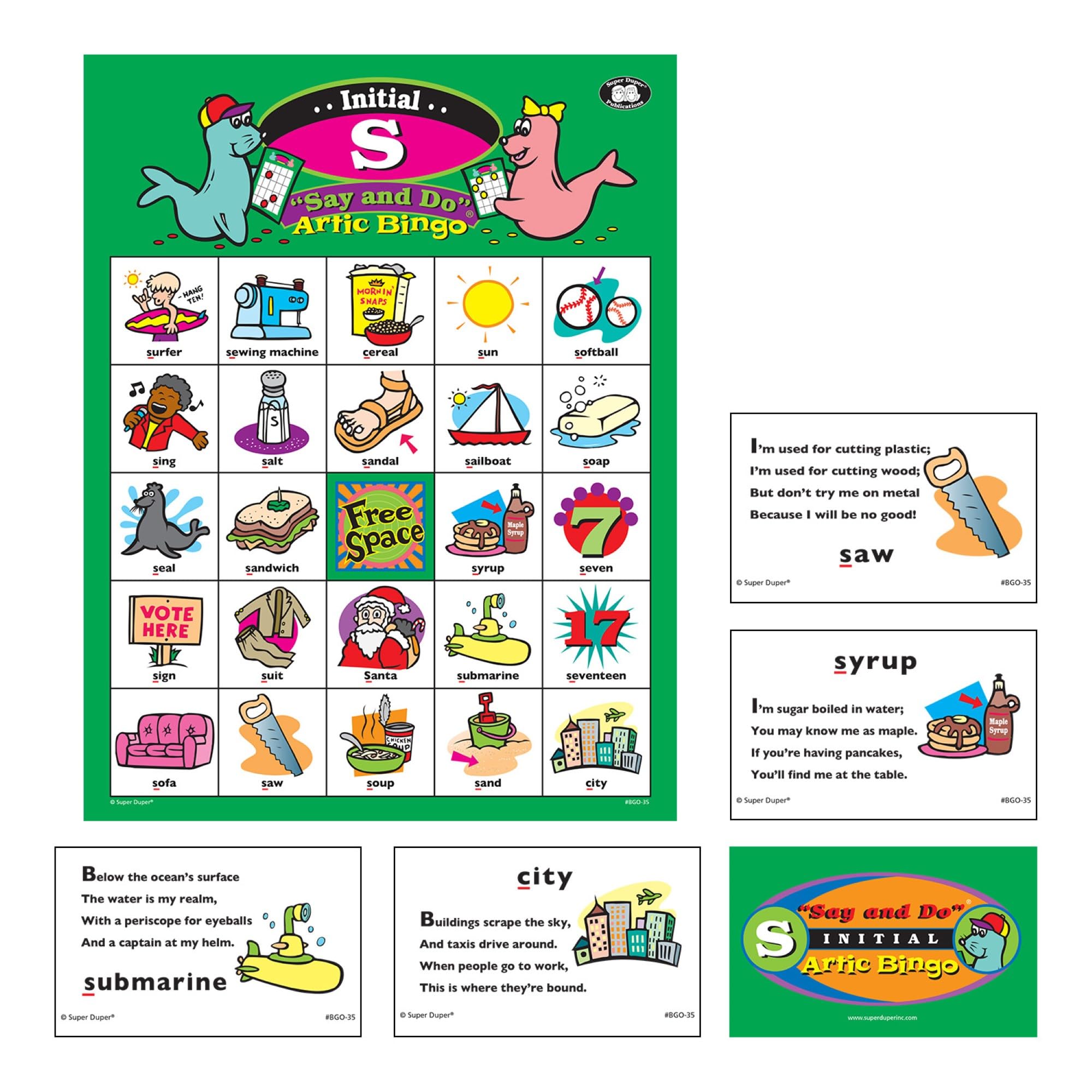Say and Do Artic Bingo Sound Game Letter “S” - Super Duper Educational Learning Toy for Kids