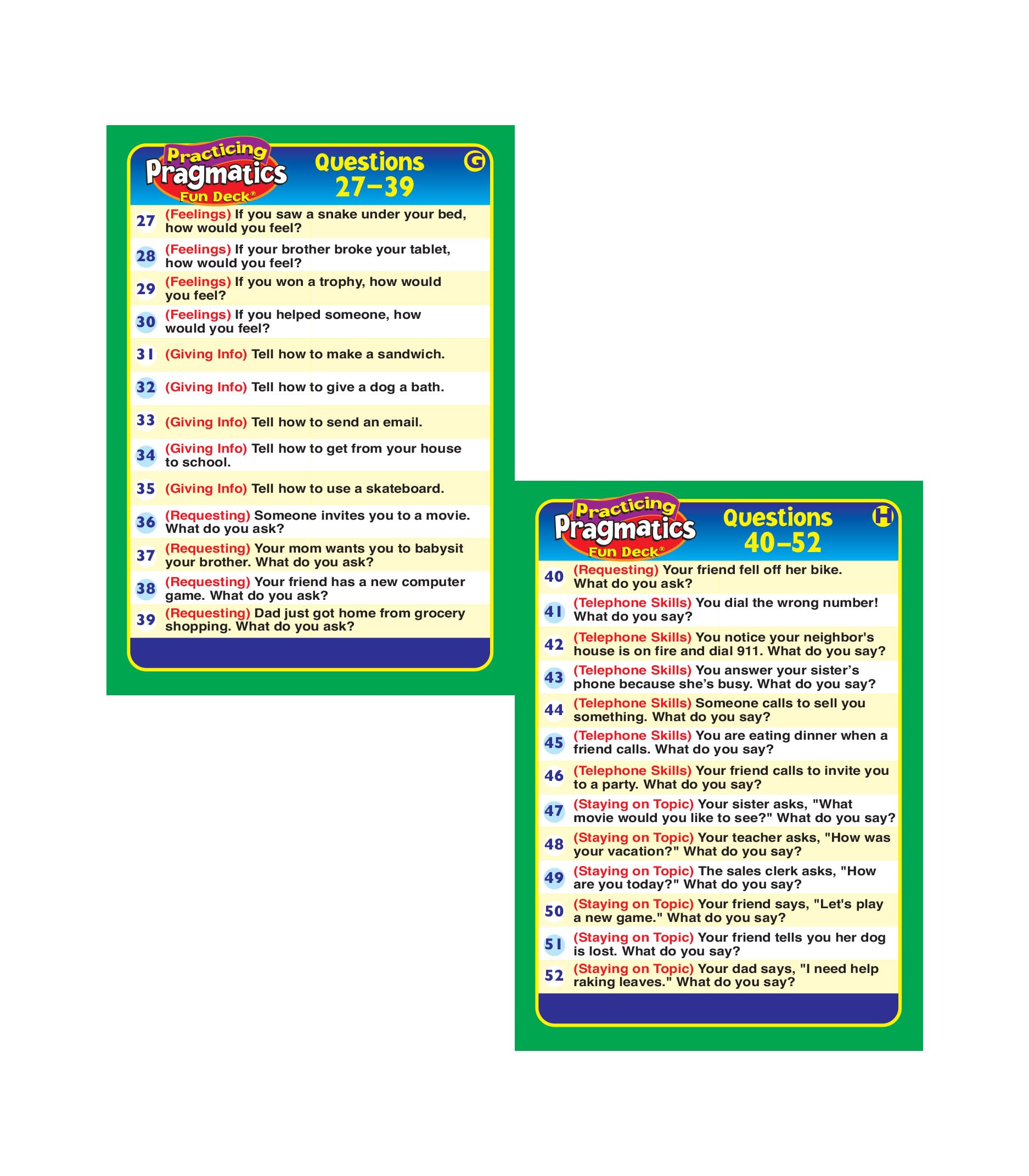 Super Duper Publications | Practicing Pragmatics Fun Deck | Conversation and Social Skills Flash Cards | Educational Learning Materials for Children