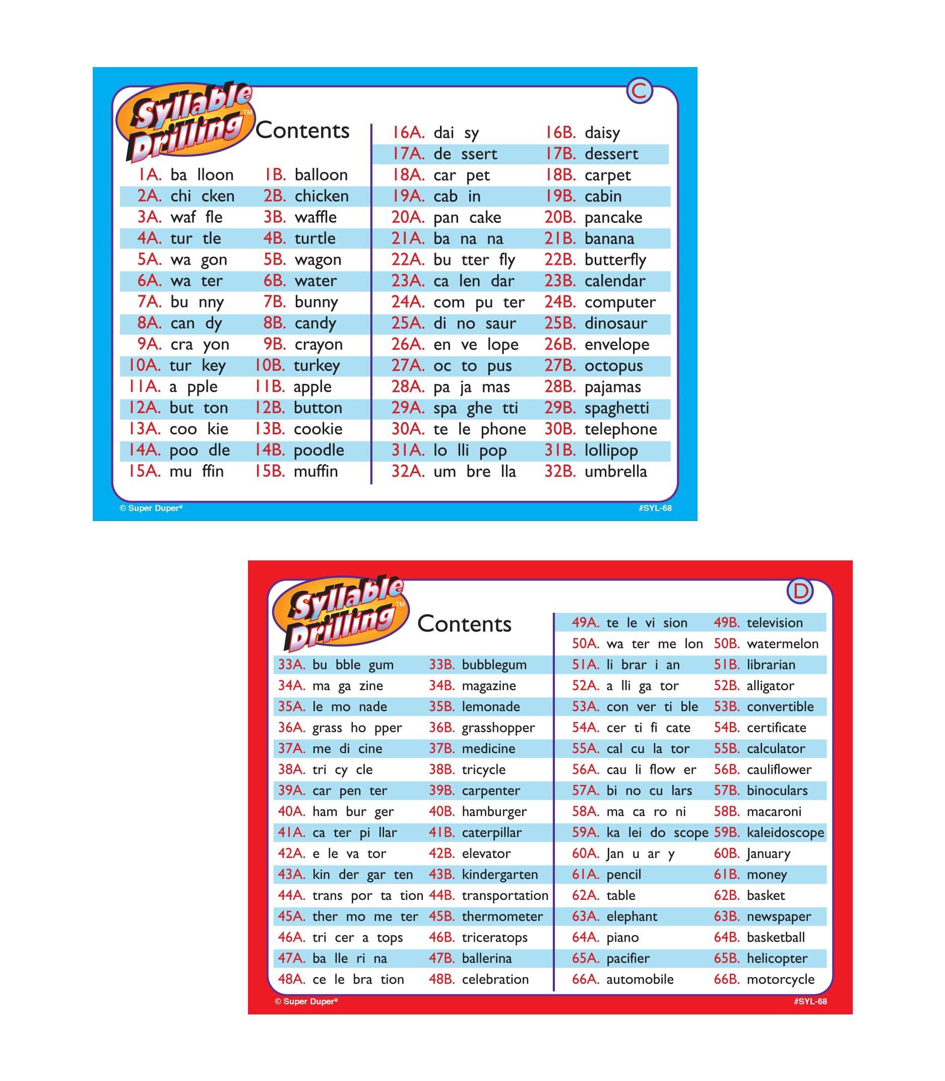 Super Duper Publications | Syllable Drilling Fun Deck Flash Cards for Speech-Language Pathologists | Educational Learning Resource for Children
