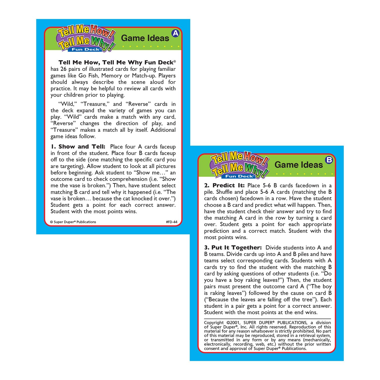 Tell Me How! Tell Me Why! Fun Deck Cards - Super Duper Educational Learning Toy for Kids