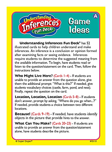Super Duper Publications | Understanding Inferences Fun Deck | Problem Solving and Reasoning Skills Flash Cards | Educational Learning Materials for Children