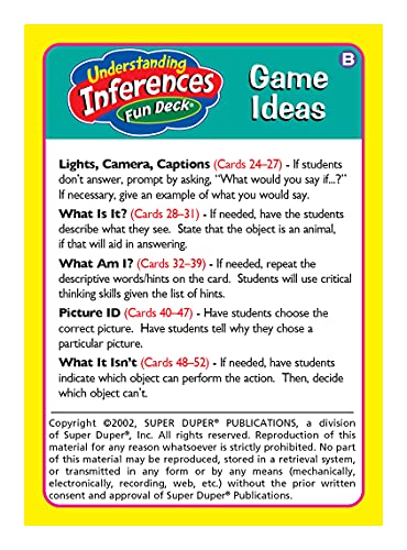 Super Duper Publications | Understanding Inferences Fun Deck | Problem Solving and Reasoning Skills Flash Cards | Educational Learning Materials for Children