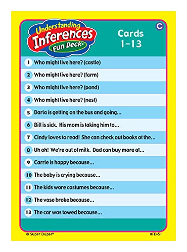 Super Duper Publications | Understanding Inferences Fun Deck | Problem Solving and Reasoning Skills Flash Cards | Educational Learning Materials for Children