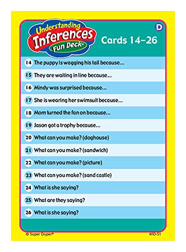 Super Duper Publications | Understanding Inferences Fun Deck | Problem Solving and Reasoning Skills Flash Cards | Educational Learning Materials for Children