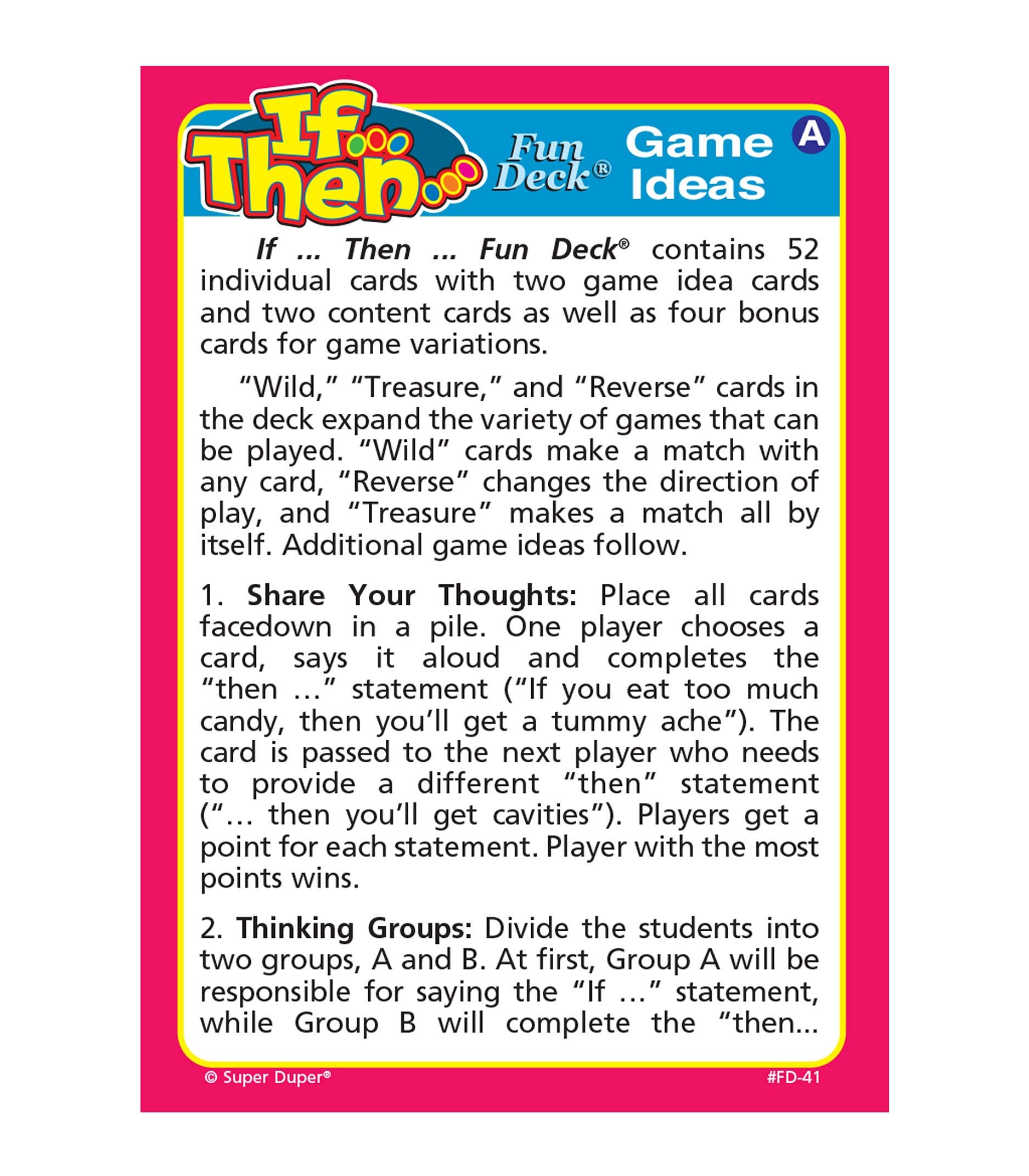 Super Duper Publications | If… Then… Fun Deck | Logical Thinking and Problem Solving Skills Flash Cards | Educational Learning Materials for Children