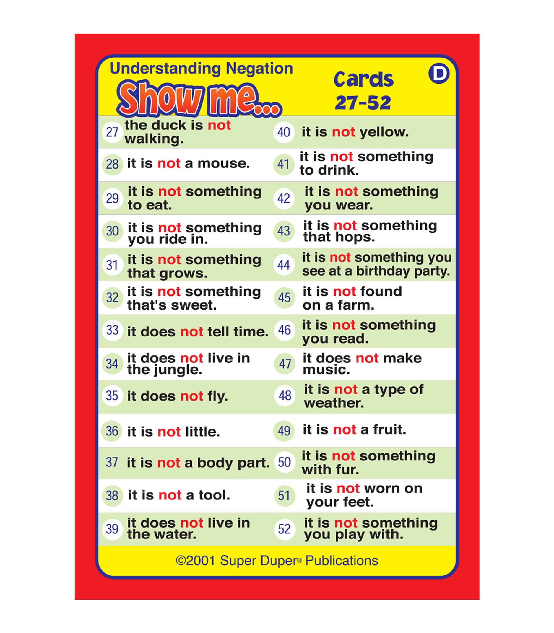 Understanding Negation Fun Deck Cards - Super Duper Educational Learning Toy for Kids