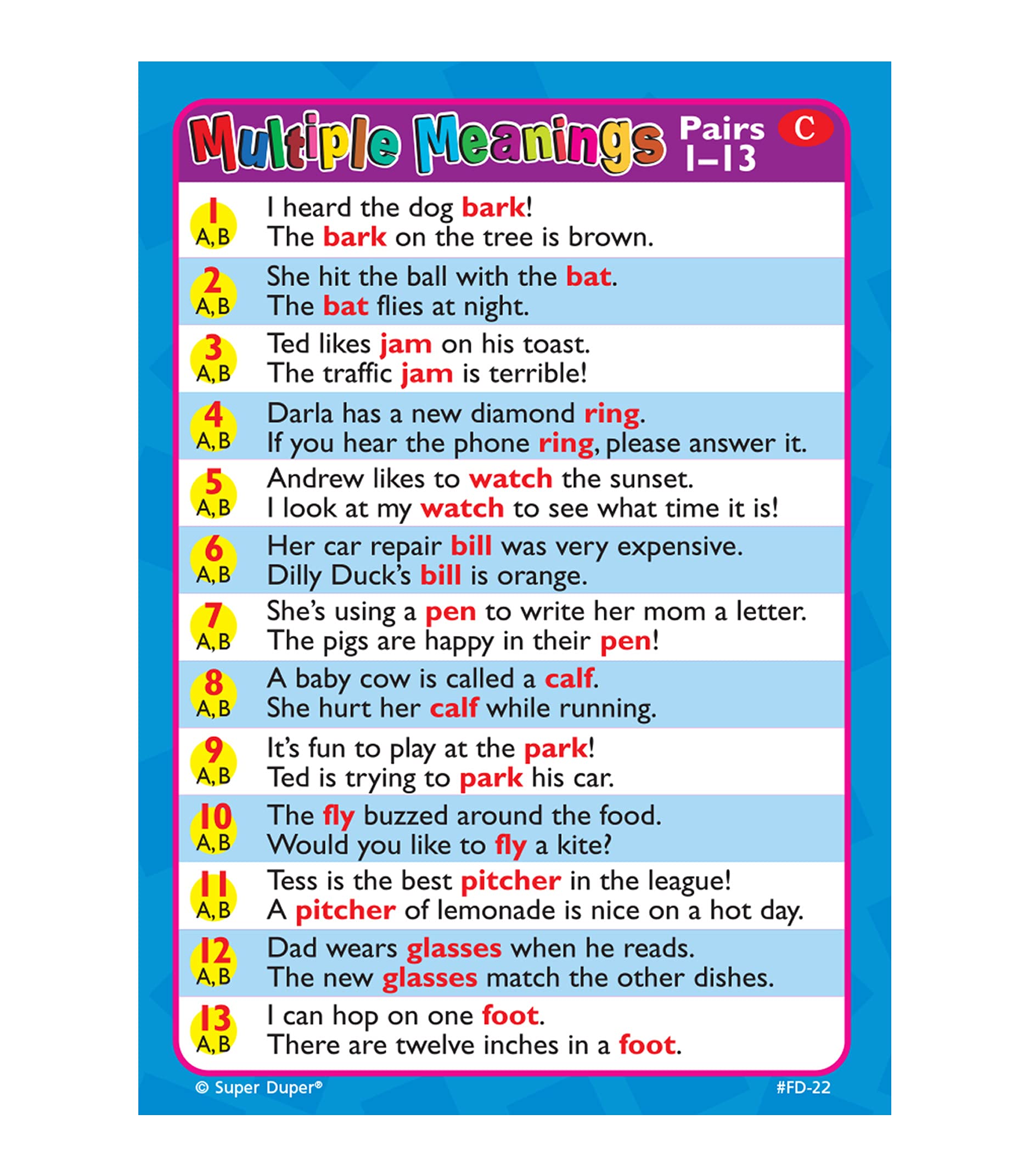 Super Duper Publications | Multiple Meanings Fun Deck Flash Cards | Educational Learning Resource for Children