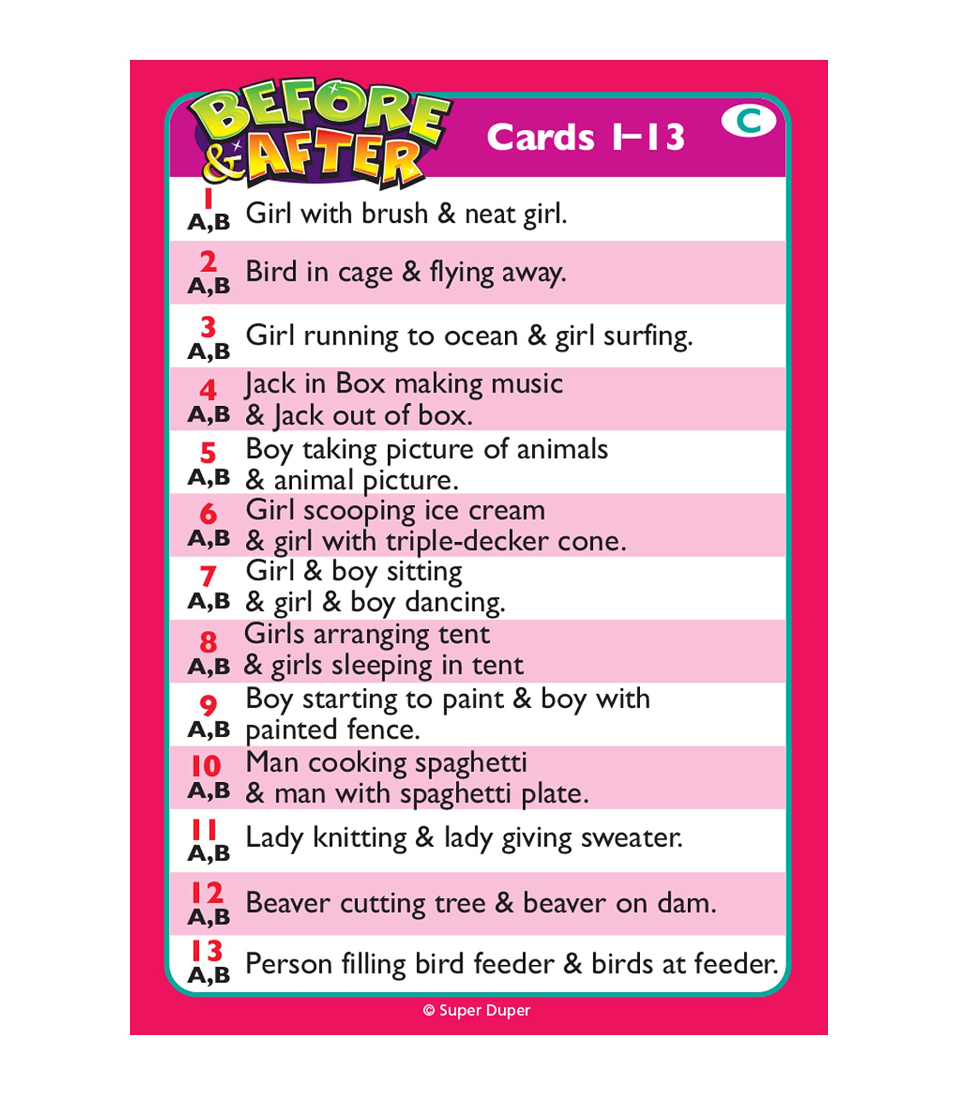 Super Duper Publications | Before & After Fun Deck Flash Cards | Educational Learning Resource for Children