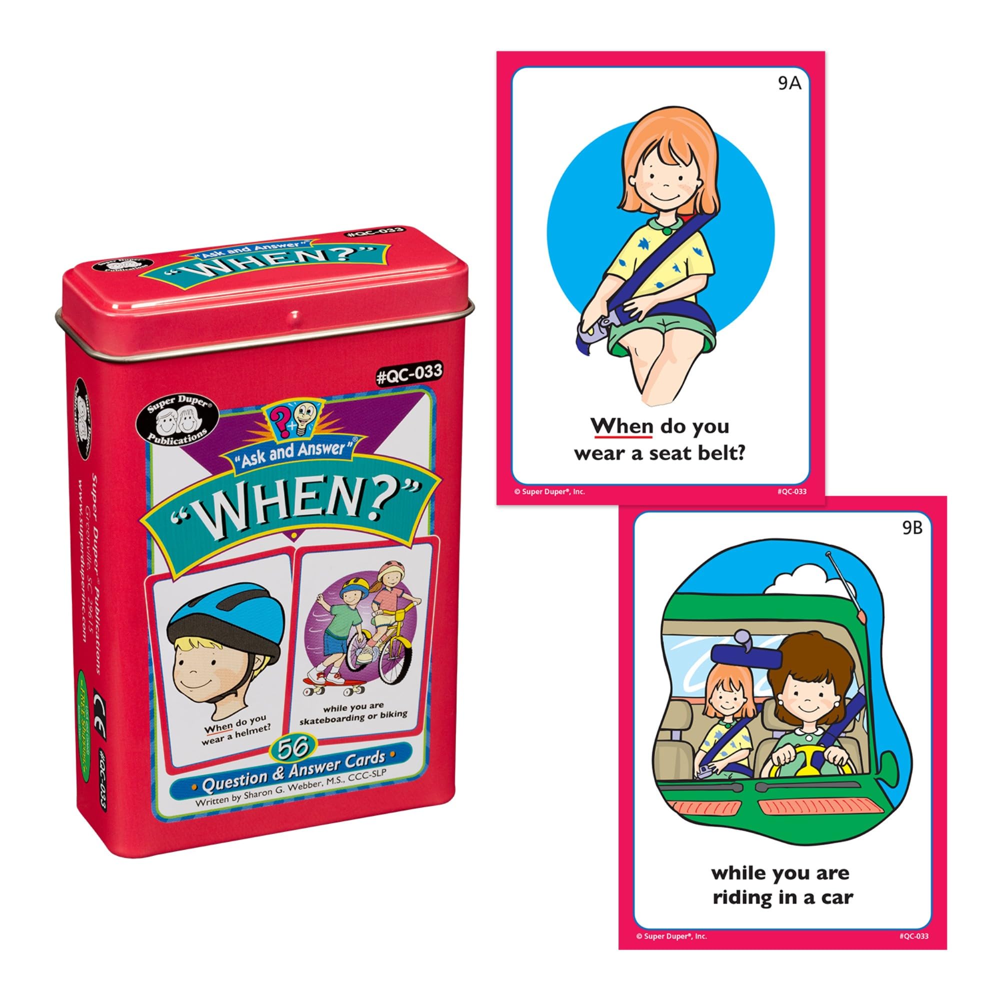Super Duper Publications | Ask and Answer When Questions Fun Deck | Communication and Language Processing Skills Flash Cards | Educational Learning Materials for Children