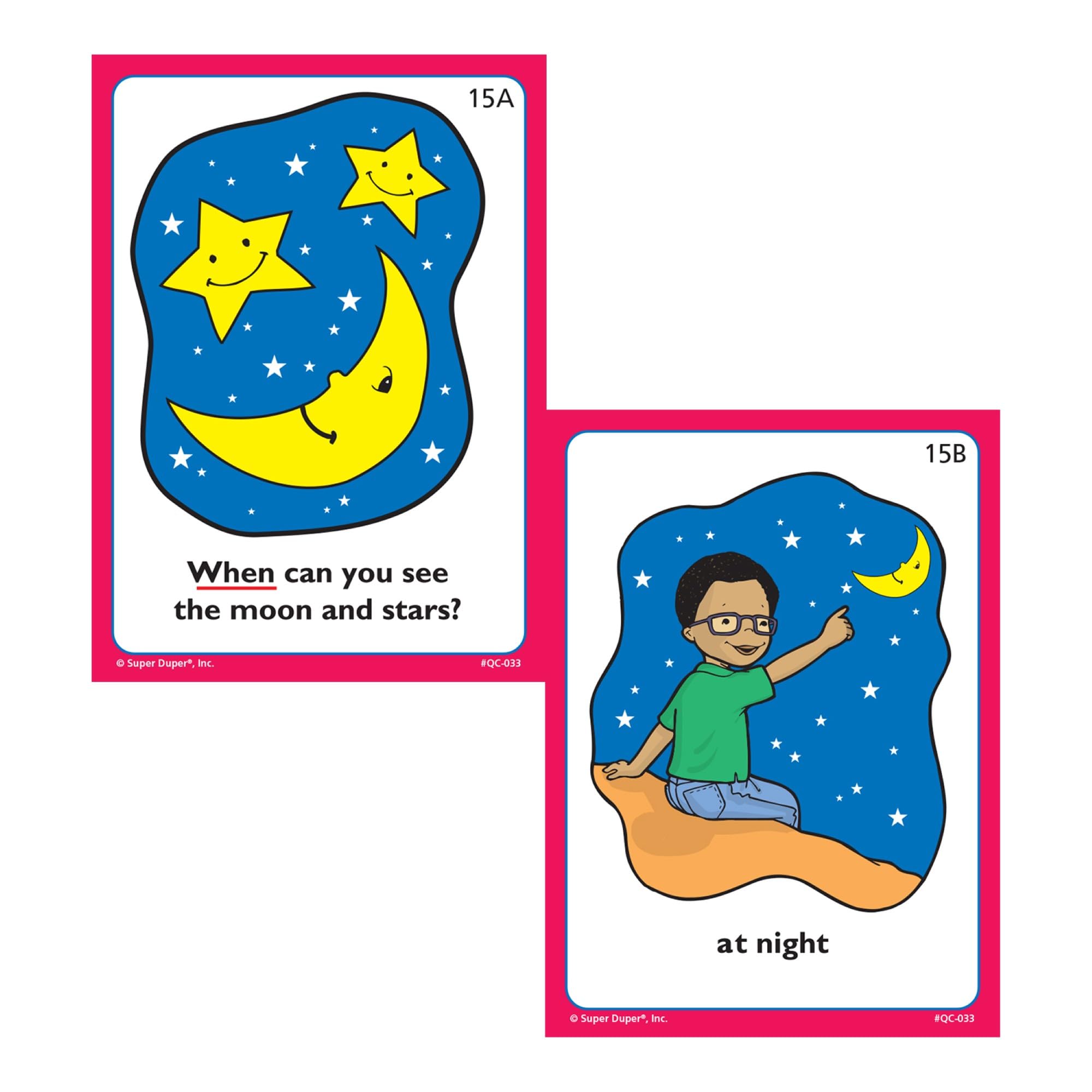 Super Duper Publications | Ask and Answer When Questions Fun Deck | Communication and Language Processing Skills Flash Cards | Educational Learning Materials for Children