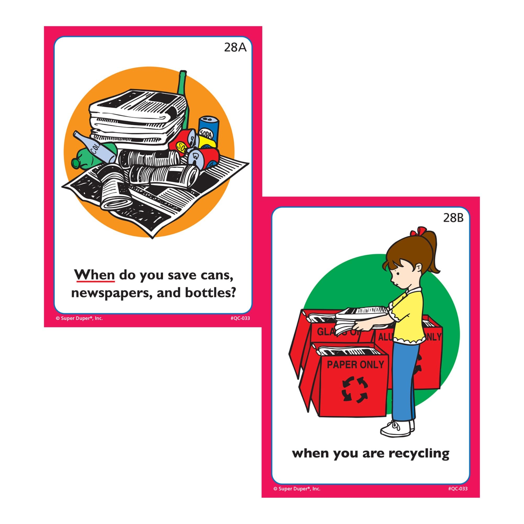 Super Duper Publications | Ask and Answer When Questions Fun Deck | Communication and Language Processing Skills Flash Cards | Educational Learning Materials for Children