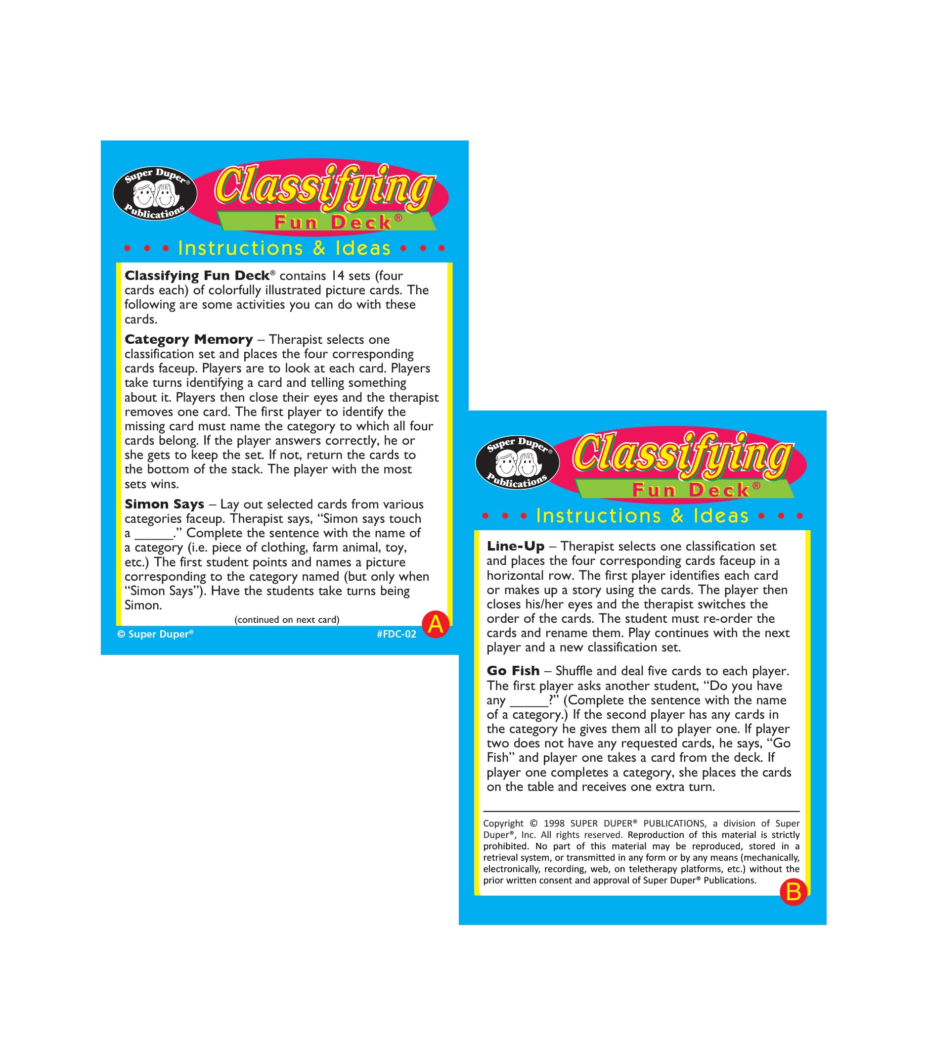 Super Duper Publications | Classifying Fun Deck Flash Cards | Educational Learning Resource for Children