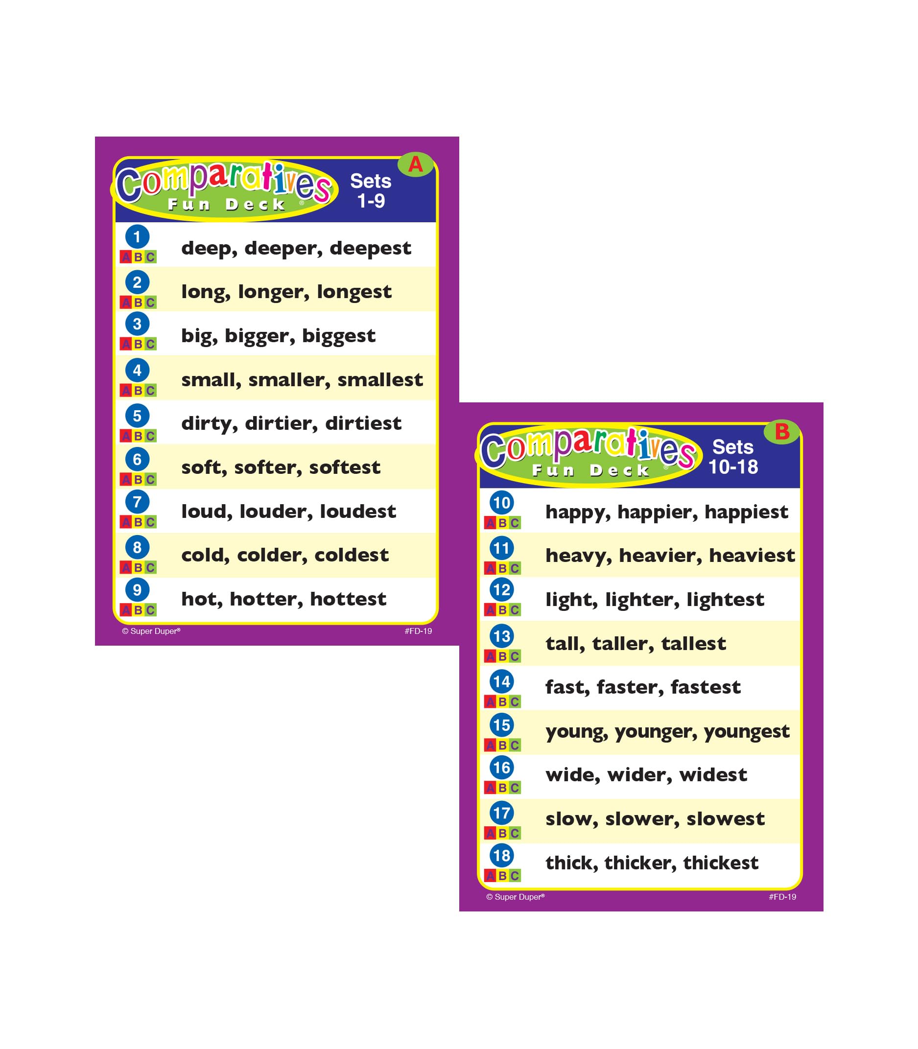Super Duper Publications | Comparatives Fun Deck Flash Cards | Educational Learning Resource for Children