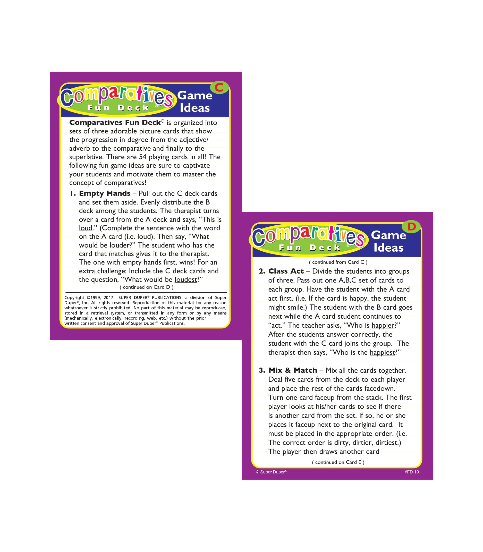 Super Duper Publications | Comparatives Fun Deck Flash Cards | Educational Learning Resource for Children