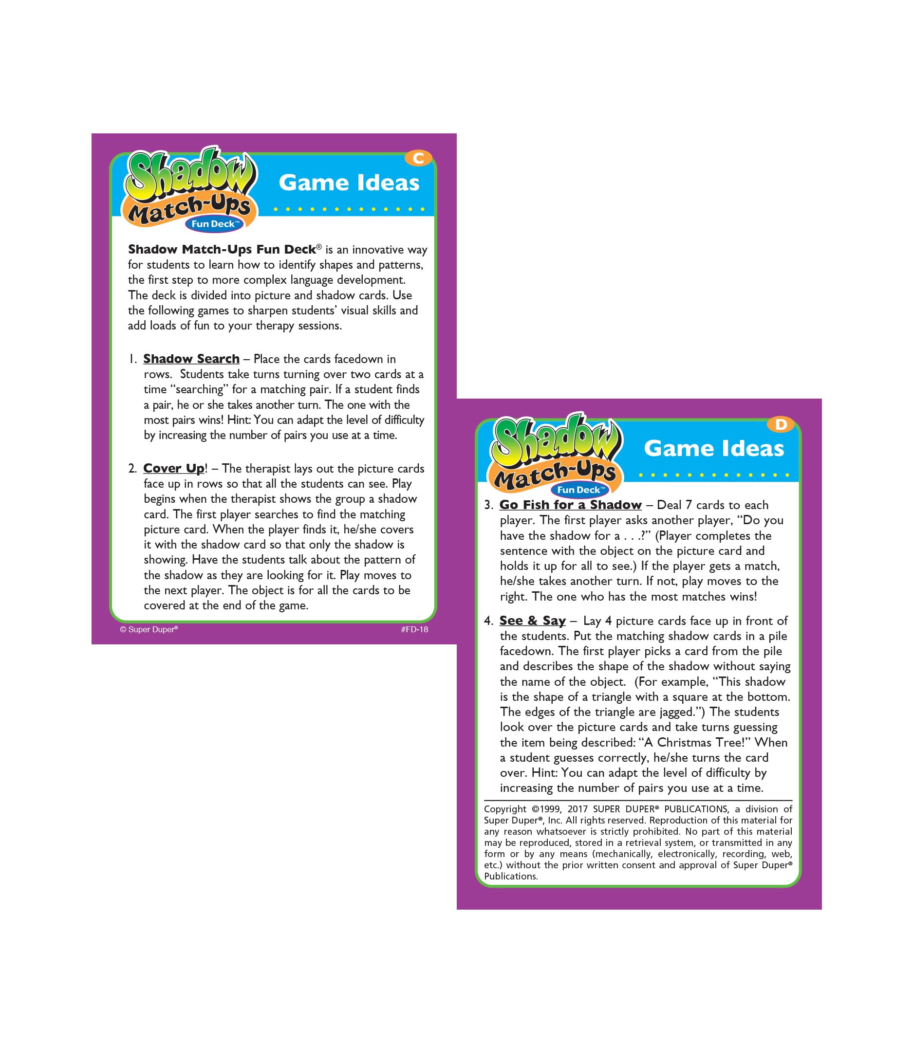 Super Duper Publications | Shadow Match-Ups Fun Deck Flash Cards | Educational Learning Resource for Children