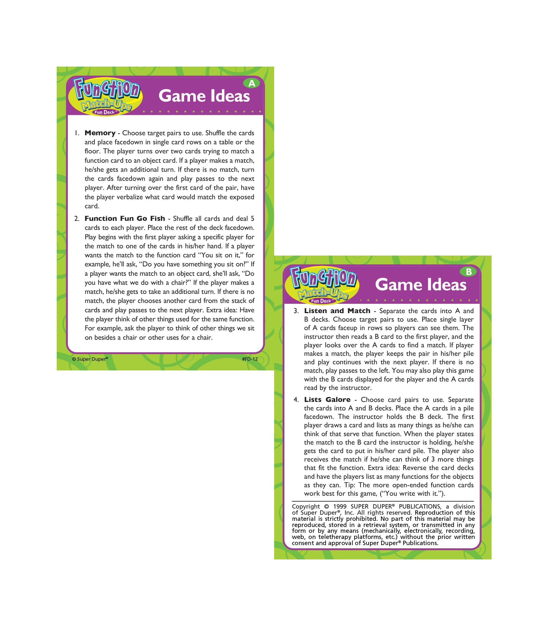 Super Duper Publications | Function Match-Ups Flash Cards | Identify and Describe Everyday Objects Fun Deck | Educational Learning Materials for Children