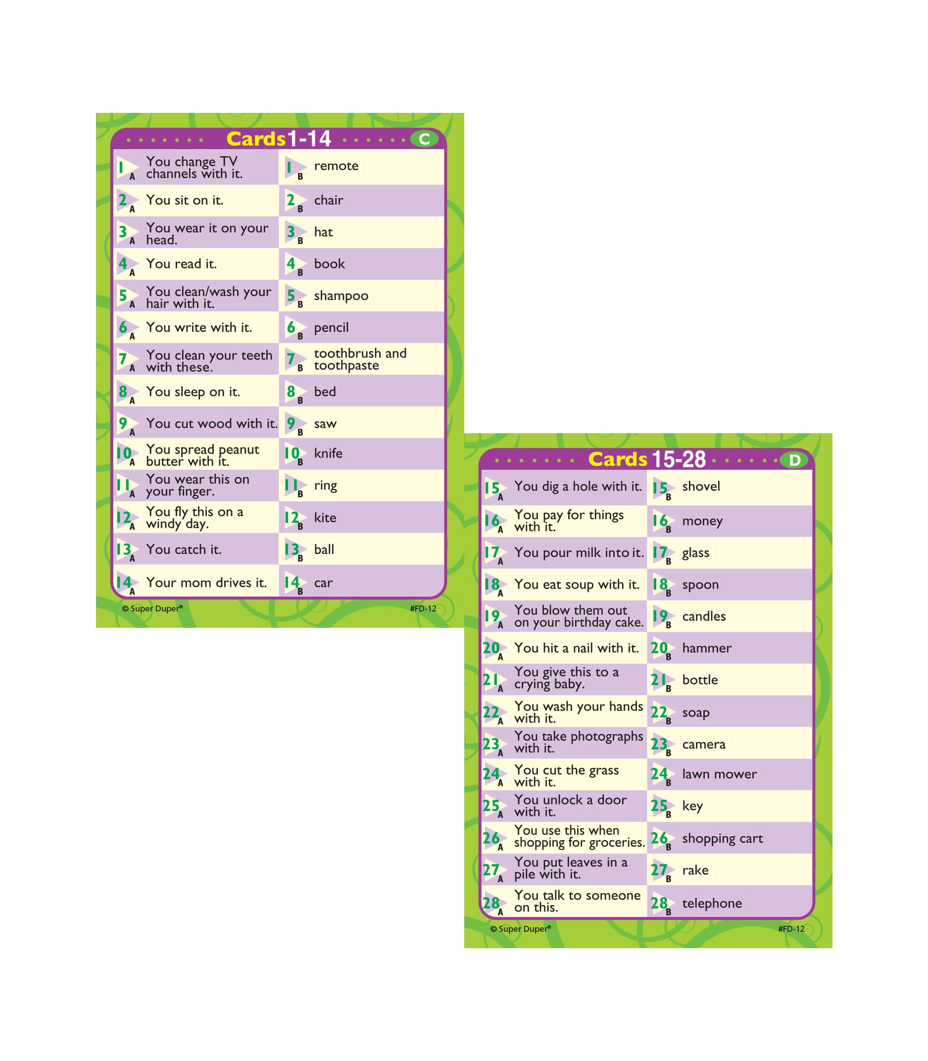 Super Duper Publications | Function Match-Ups Flash Cards | Identify and Describe Everyday Objects Fun Deck | Educational Learning Materials for Children