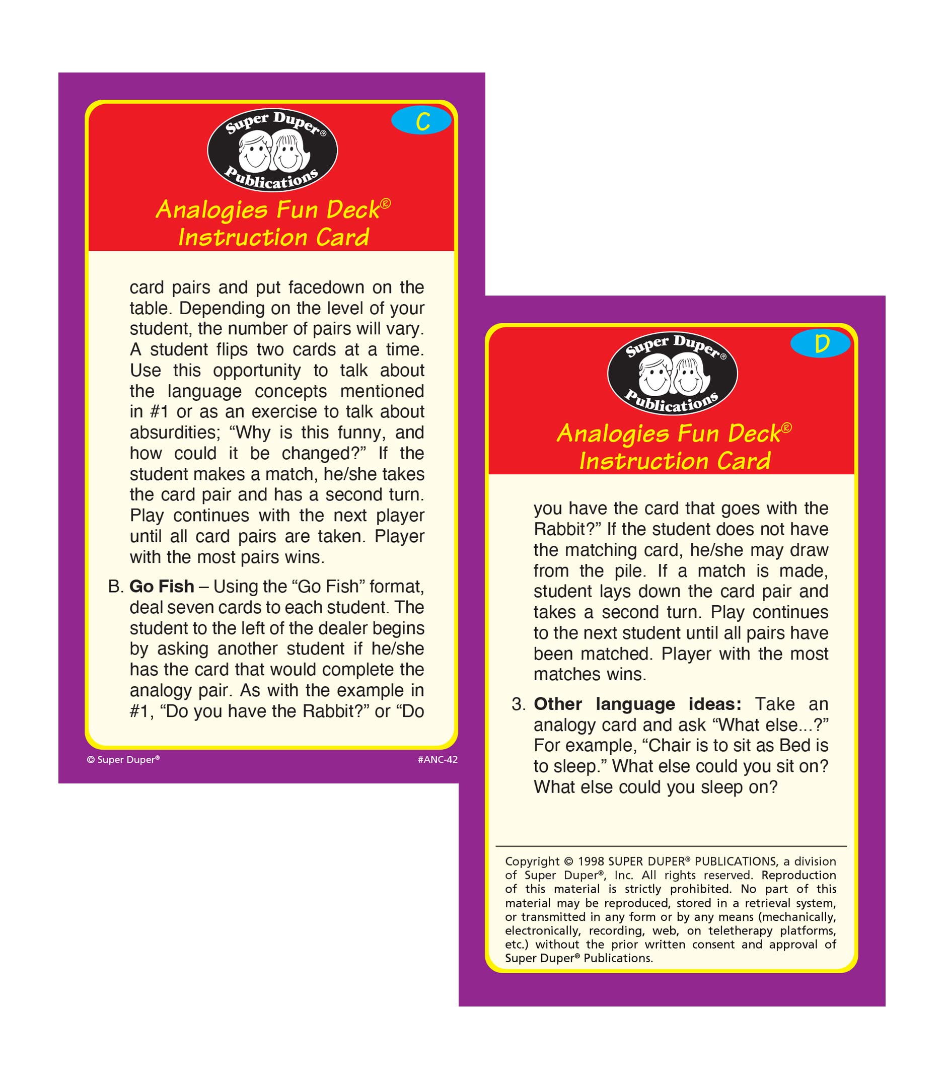 Super Duper Publications | Analogies Flash Cards | Opposites, Similarities, and Vocabulary Fun Deck | Educational Learning Materials for Children