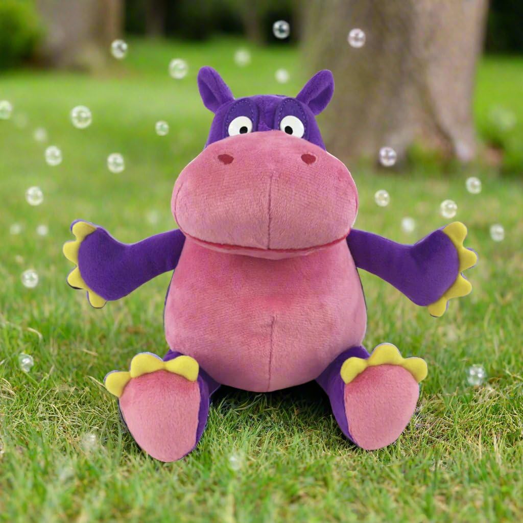 MerryMakers The Hiccupotamus Soft Plush Hippopotamus Stuffed Animal Toy, 9-Inch, from Aaron Zenz's The Hiccupotamus Book, Purple