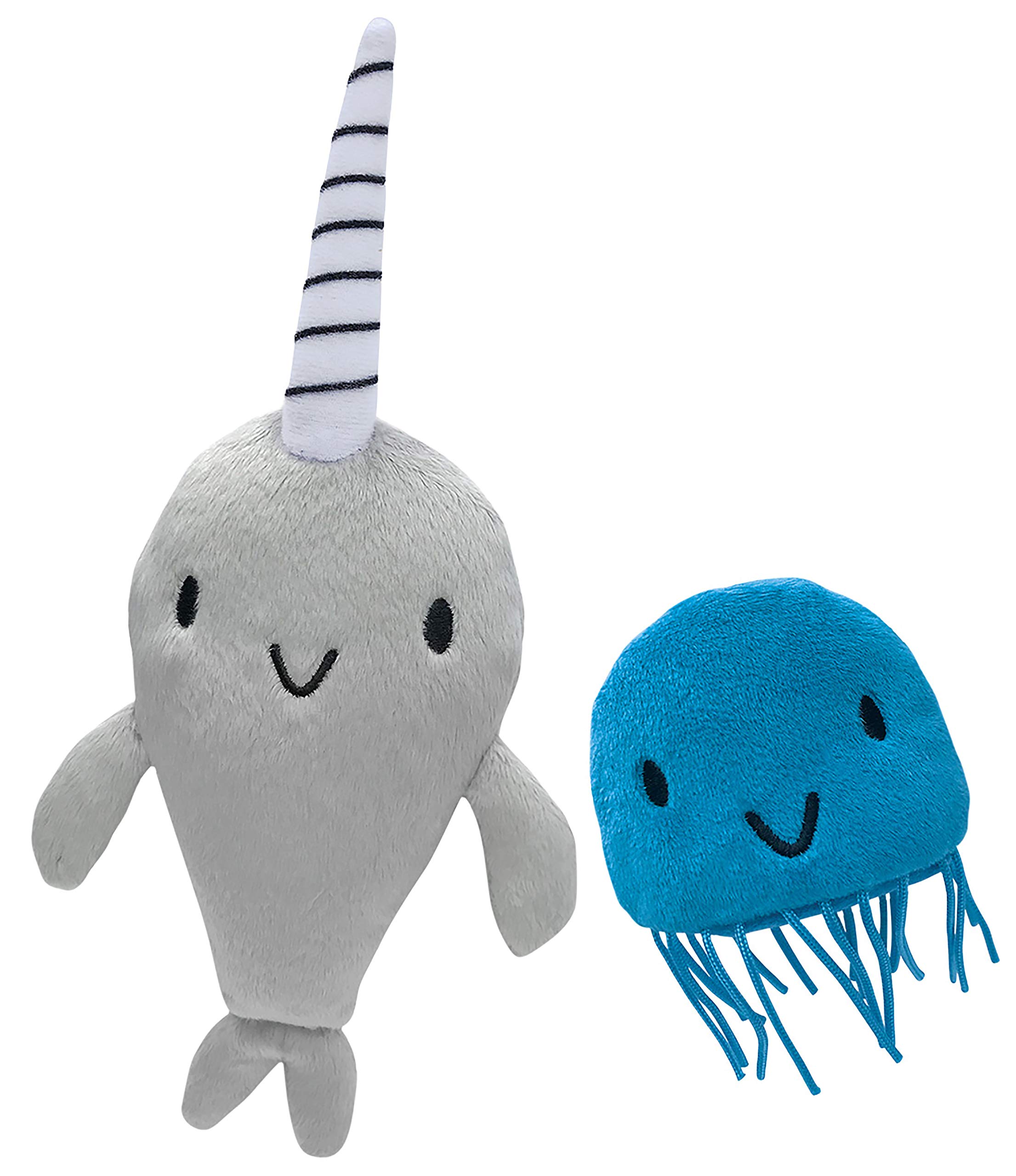 MerryMakers Narwhal and Jelly Finger Puppet Set, 7.5-Inch plus horn Narwhal and 3-Inch Jelly