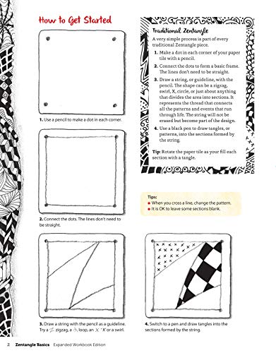 Zentangle Basics, Expanded Workbook Edition: A Creative Art Form Where All You Need is Paper, Pencil, & Pen (Design Originals) 25 Original Tangles, Beginner-Friendly Practice Exercises, & Techniques