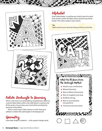 Zentangle Basics, Expanded Workbook Edition: A Creative Art Form Where All You Need is Paper, Pencil, & Pen (Design Originals) 25 Original Tangles, Beginner-Friendly Practice Exercises, & Techniques