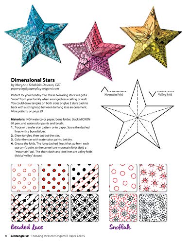 Zentangle (R) 10, Workbook Edition: Dimensional Tangle Projects (Design Originals) 30 New Tangles Featuring Ideas for Origami and Paper Crafts