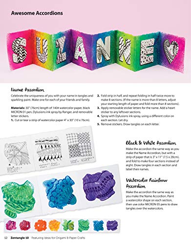 Zentangle (R) 10, Workbook Edition: Dimensional Tangle Projects (Design Originals) 30 New Tangles Featuring Ideas for Origami and Paper Crafts