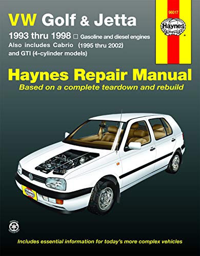 VW Golf, GTI & Jetta (93-98),Cabrio (95-02), with 1.8L & 2.0L Gas Engines & 1.9L Diesel Engine Haynes Repair Manual (Does not include 2.8L VR6 engine.) Haynes, John H