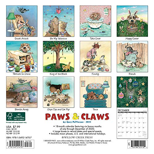 Paws & Claws by Gary Patterson 2021 Mini Calendar