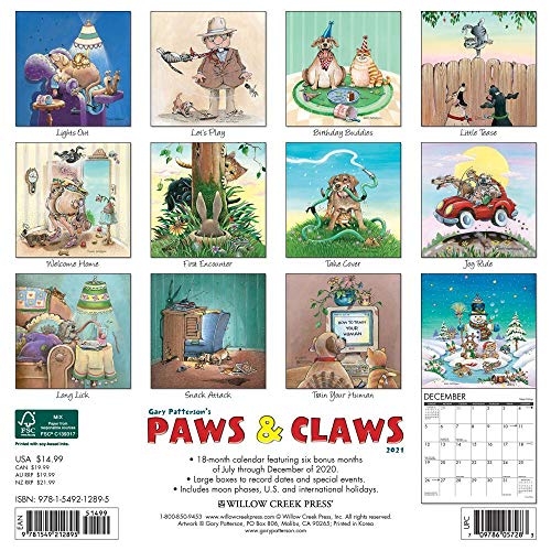 Gary Patterson's Paws n Claws 2021 Wall Calendar