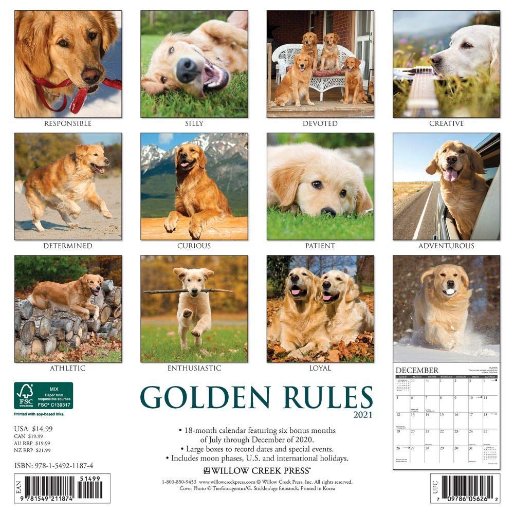 Golden Rules 2021 Wall Calendar (Dog Breed Calendar)