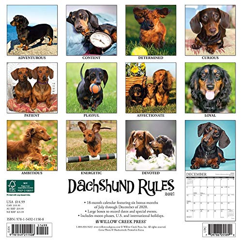 Dachshund Rules 2021 Wall Calendar (Dog Breed Calendar)