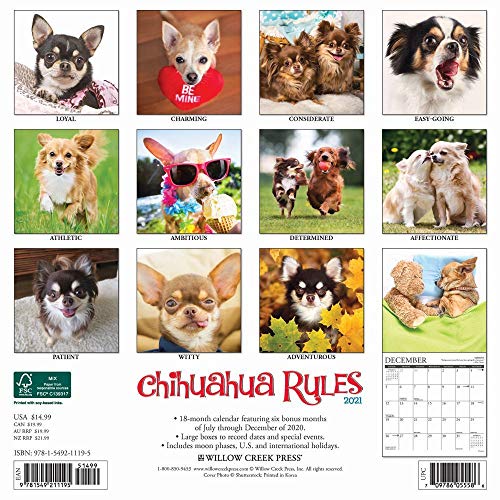 Chihuahua Rules 2021 Wall Calendar (Dog Breed Calendar)