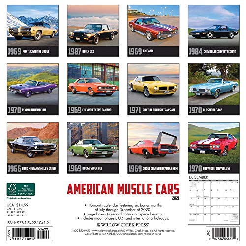 American Muscle Cars 2021 Wall Calendar