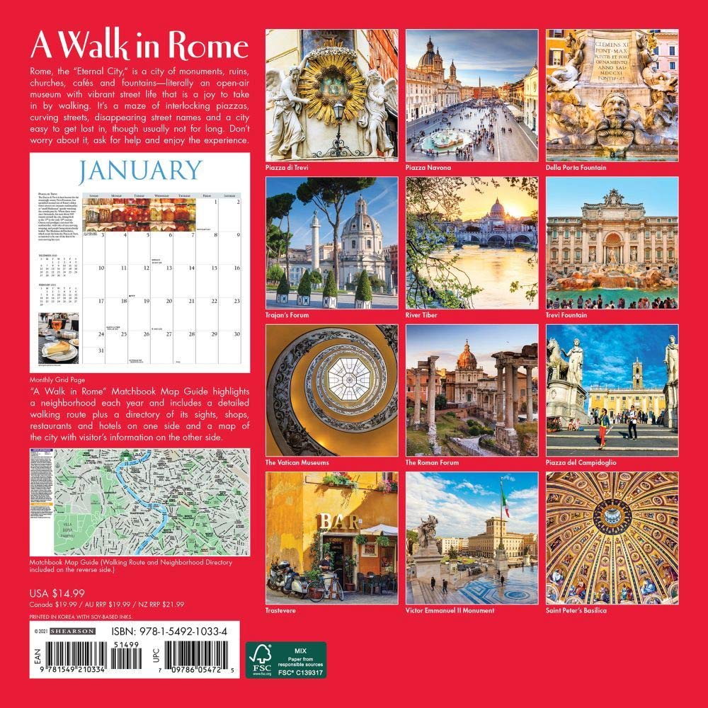 A Walk in Rome 2021 Wall Calendar