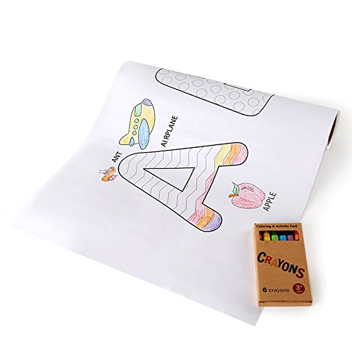 L LIKED Coloring Roll 15 Feet Continuous Self-Sealing Coloring Book Paper, Great for Group Funny Coloring Poster, Ages 3+ (Alphabet A-Z)