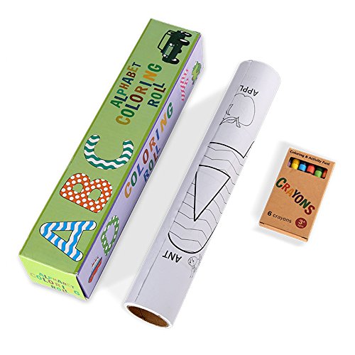 L LIKED Coloring Roll 15 Feet Continuous Self-Sealing Coloring Book Paper, Great for Group Funny Coloring Poster, Ages 3+ (Alphabet A-Z)