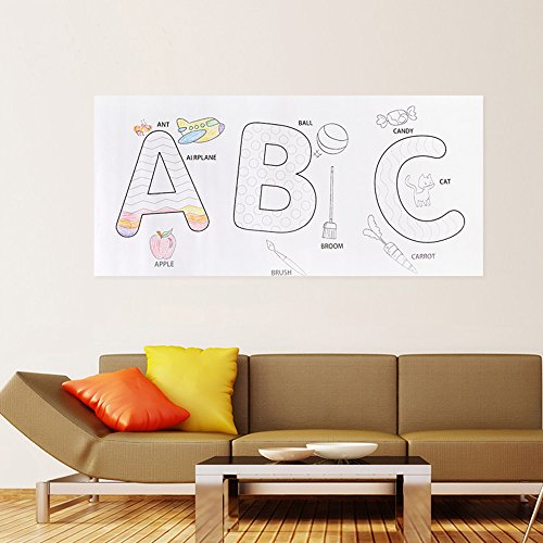 L LIKED Coloring Roll 15 Feet Continuous Self-Sealing Coloring Book Paper, Great for Group Funny Coloring Poster, Ages 3+ (Alphabet A-Z)