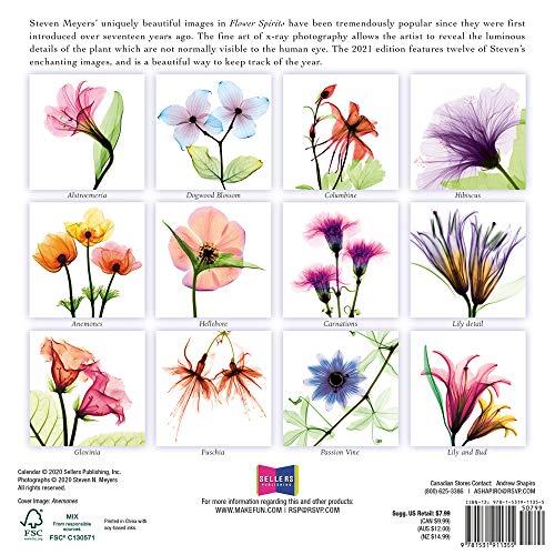 2021 Flower Spirits Radiographs of Nature by Steven N. Meyers Mini Calendar