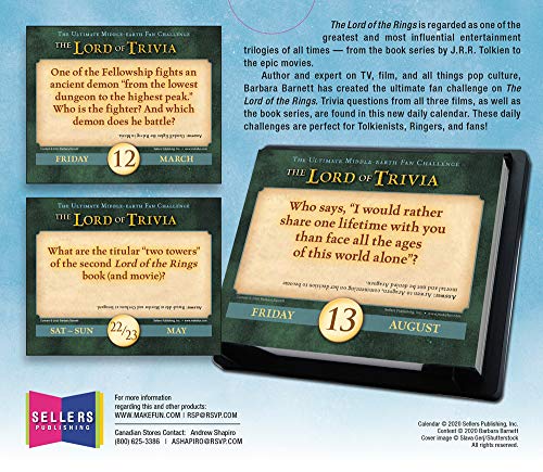 2021 The Lord of Trivia The Ultimate Middle Earth Fan Challenge Boxed Daily Calendar