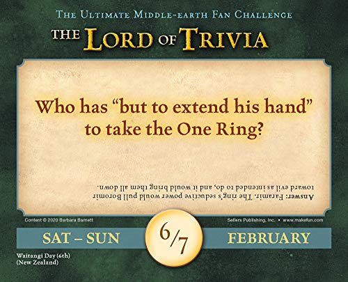 2021 The Lord of Trivia The Ultimate Middle Earth Fan Challenge Boxed Daily Calendar
